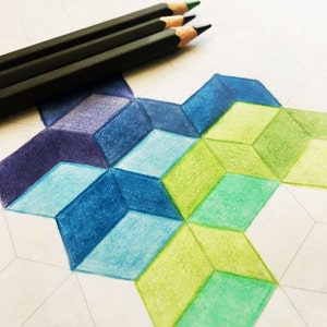 Geometric Box Pattern Coloring Page for Adults - Etsy