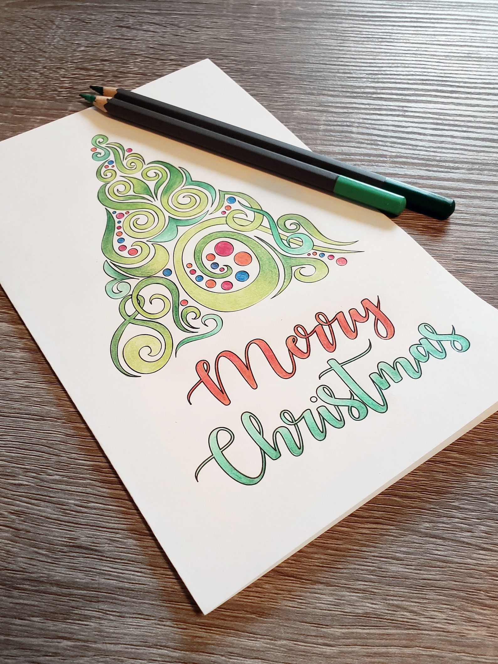 Christmas Card Coloring Page for Adults - Etsy