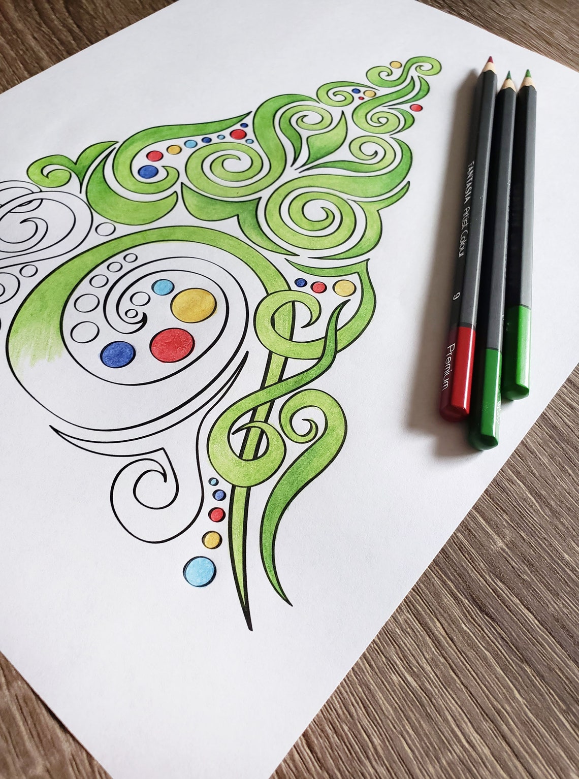 Abstract Christmas Tree - Adult Coloring Page Printable - Etsy