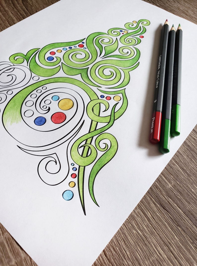 Abstract Christmas Tree - Adult Coloring Page Printable - Etsy