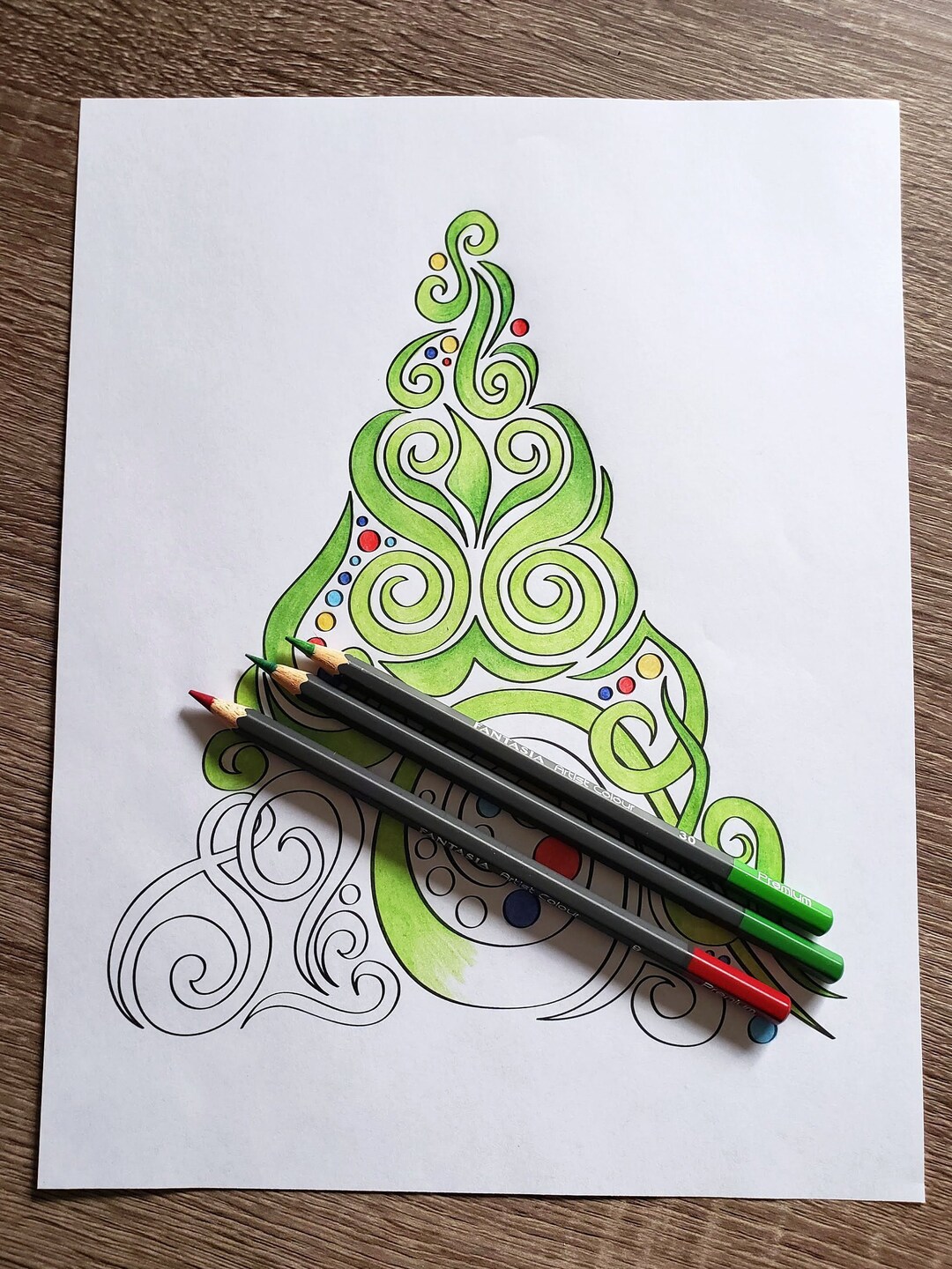 Abstract Christmas Tree - Adult Coloring Page Printable - Etsy