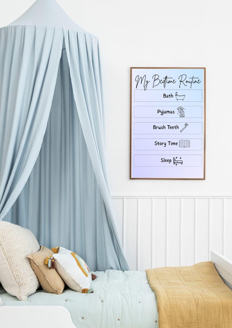 Toddler Bedtime Routine Chart Printable | Kids Sleep Routine | Visual ...