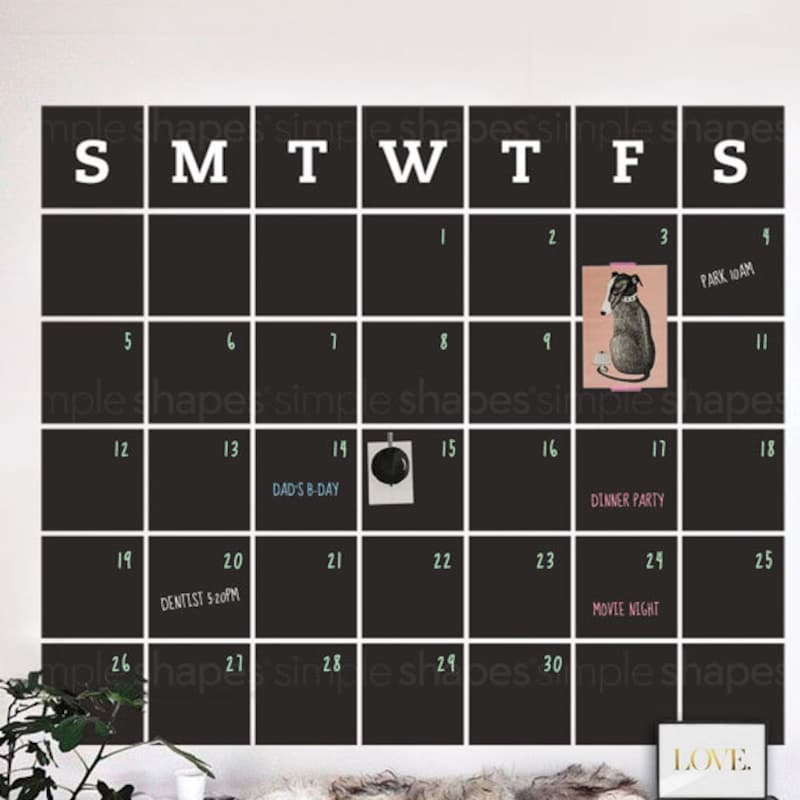 Chalkboard Calendar - Etsy