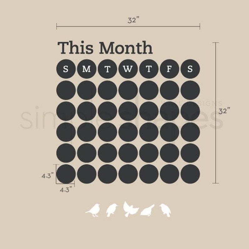 Daily Dot Calendar Decal, Chalkboard Wall Decals, Monthly Planner ...