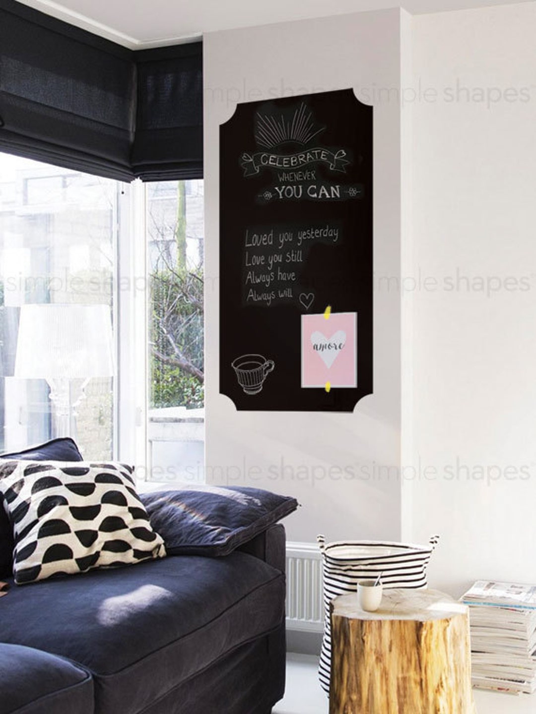 Elegant Chalkboard Wall Decal: Large Chalkboard Sticker (23”w X 48"h ...