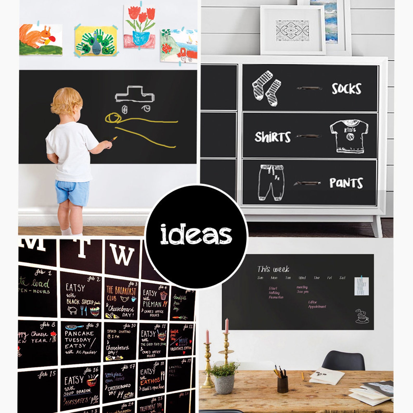 Chalkboard Vinyl Roll: 9 Ft. Blackboard Wall Decal With Chalk - Etsy