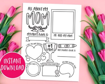 All About Mom, Mothers Day Gift, All About My Mom Printable, Mothers ...