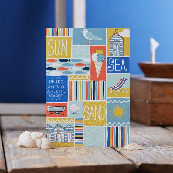 Coastal Patchwork Greeting Card | Etsy