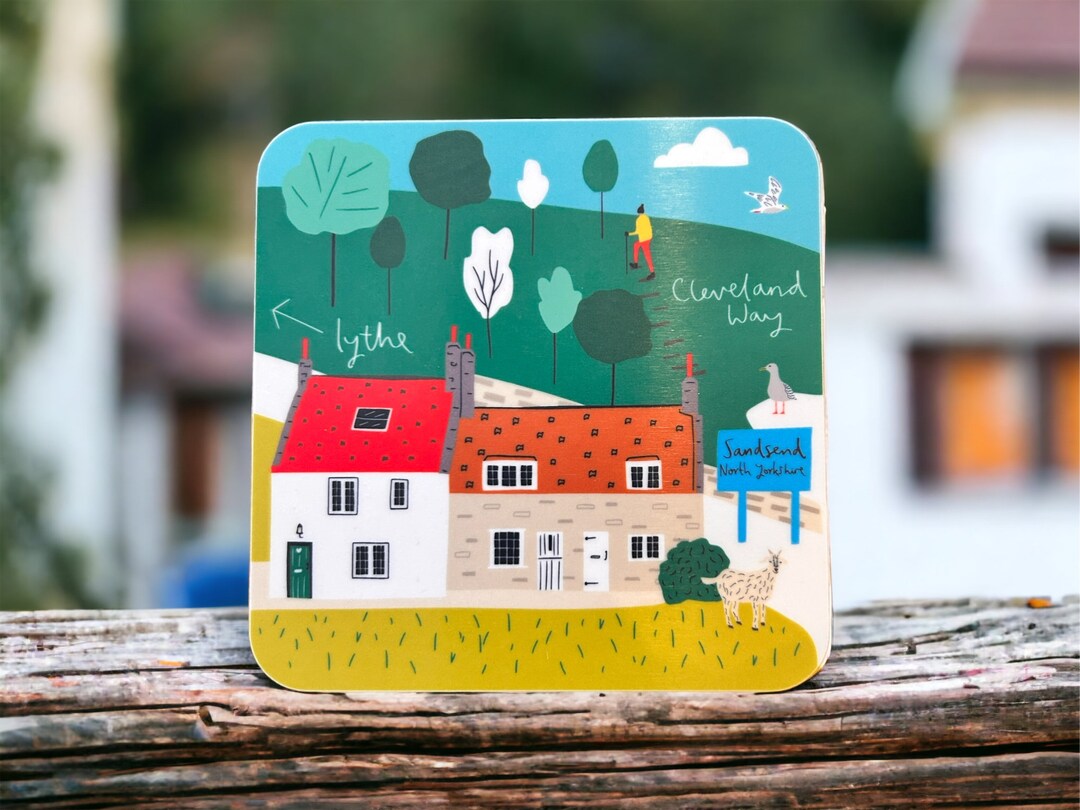 Sandsend Valley Illustrated Coaster - Etsy