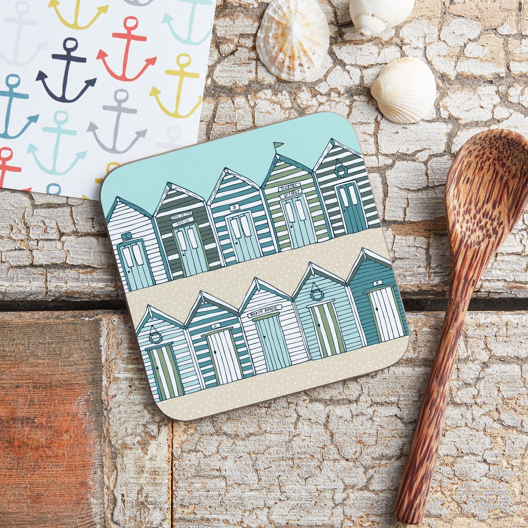 Beach Huts Melamine Coaster - Etsy