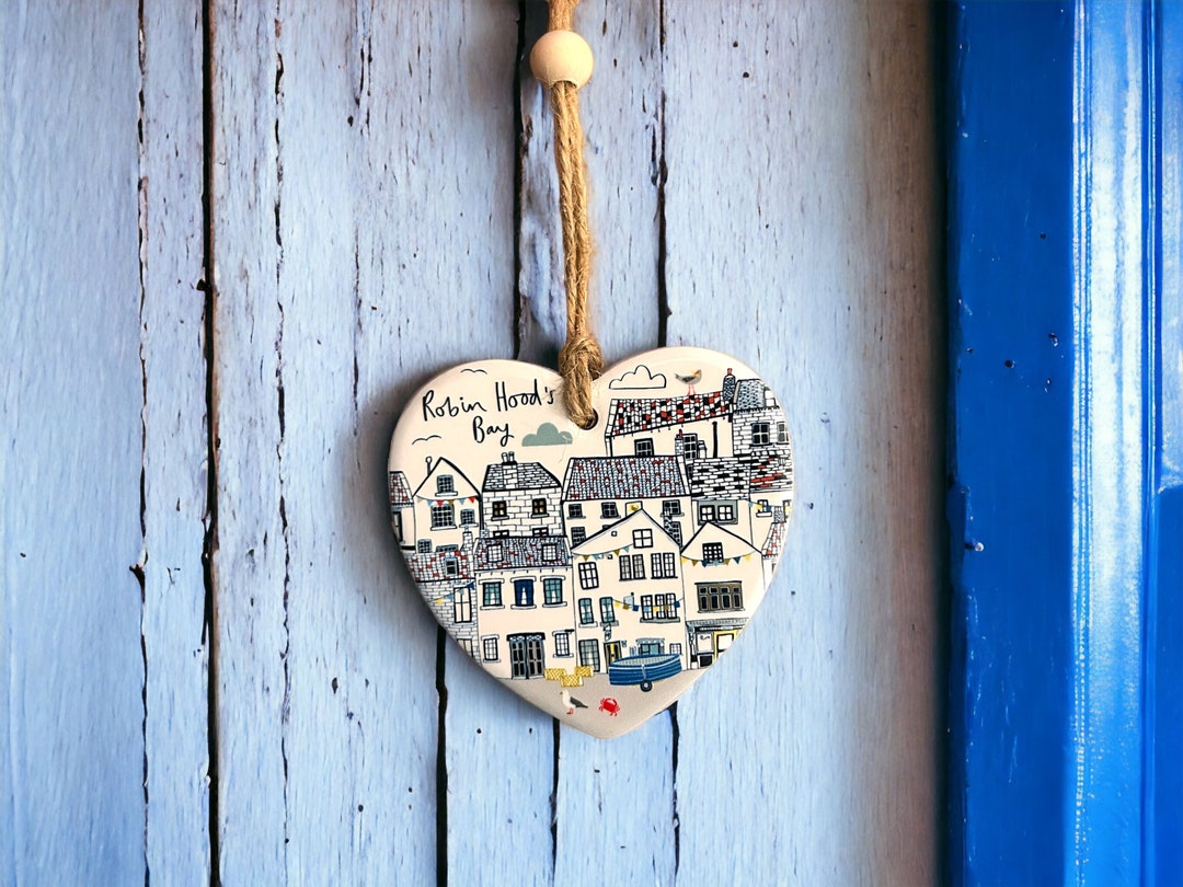 Robin Hood's Bay Ceramic Heart Decoration - Etsy