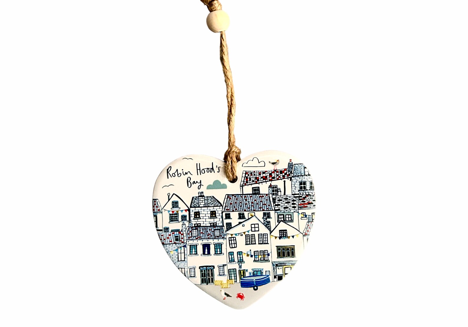 Robin Hood's Bay Ceramic Heart Decoration - Etsy