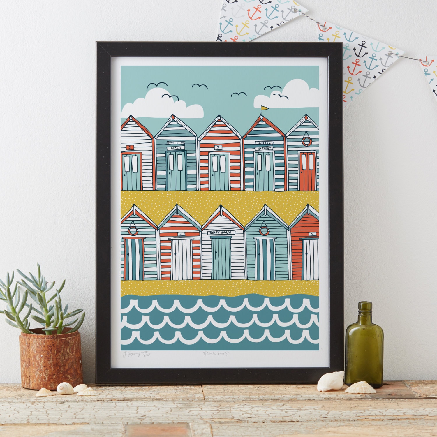 Beach Huts Art Print | Etsy