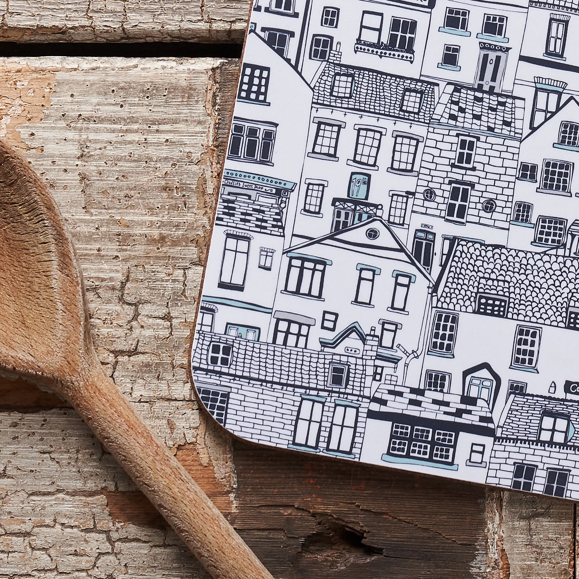 Houses Illustration Cutting Board Small | Etsy
