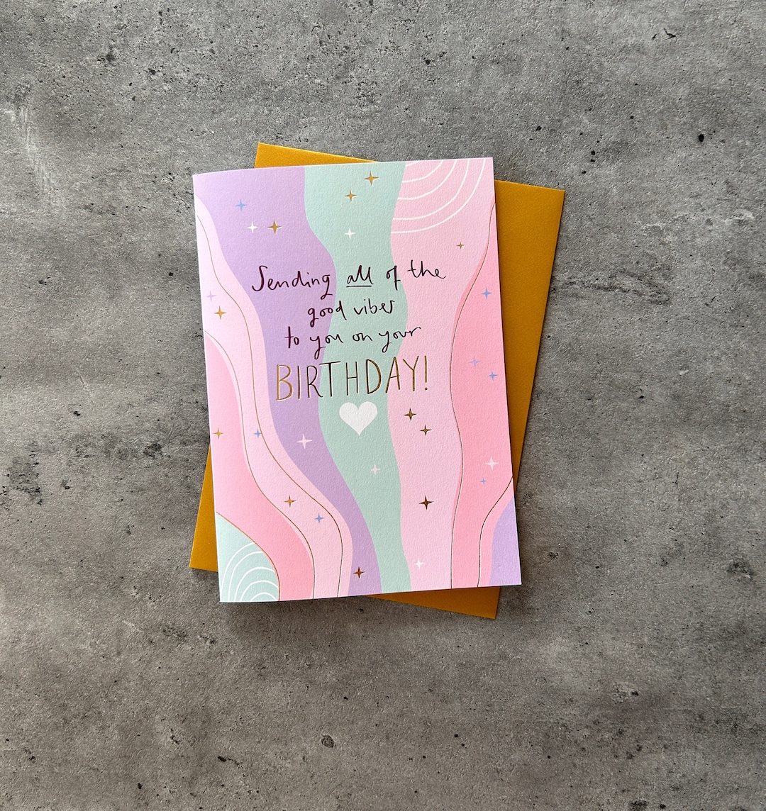 Good Vibes Positive Messaging Birthday Card - Etsy