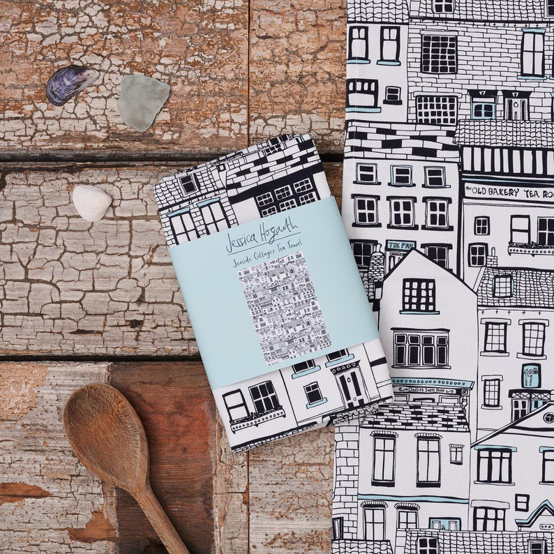 Houses Illustration Tea Towel - Etsy