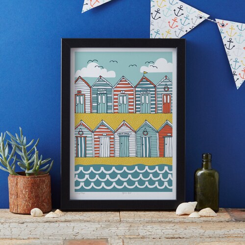 Beach Huts Art Print - Etsy