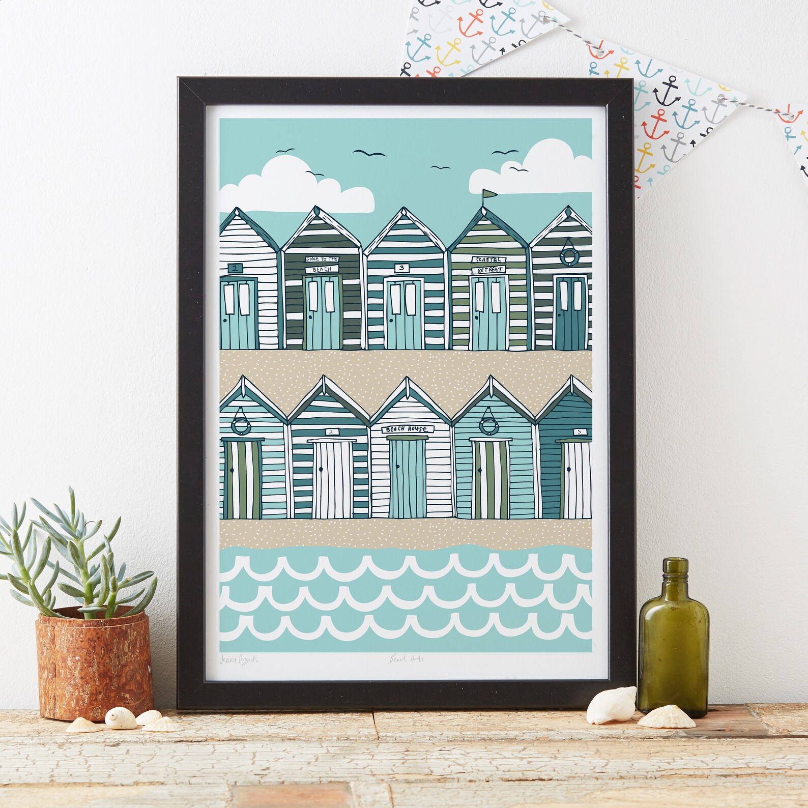 Beach Huts Art Print | Etsy