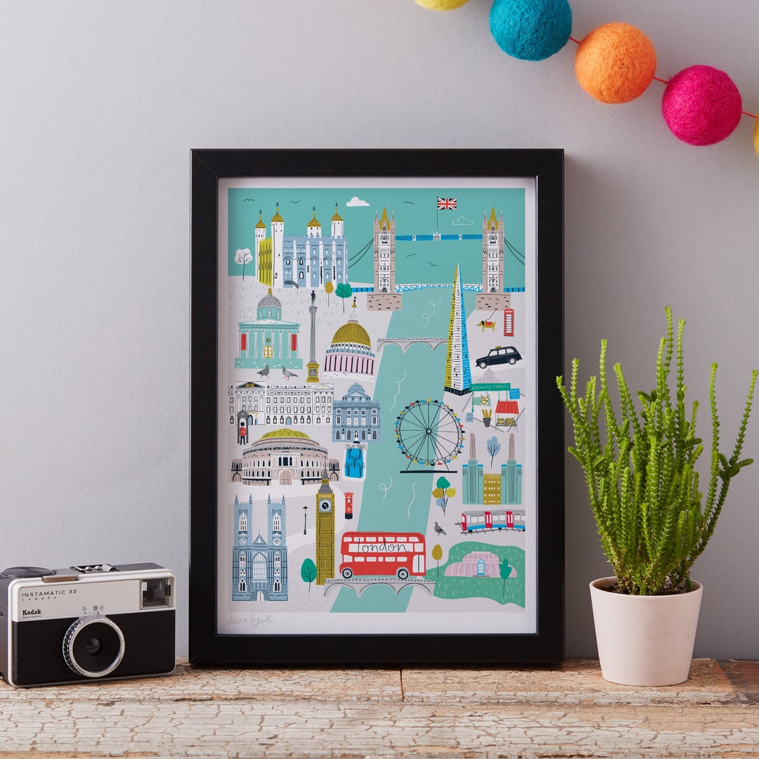London Landmarks Art Print - Etsy