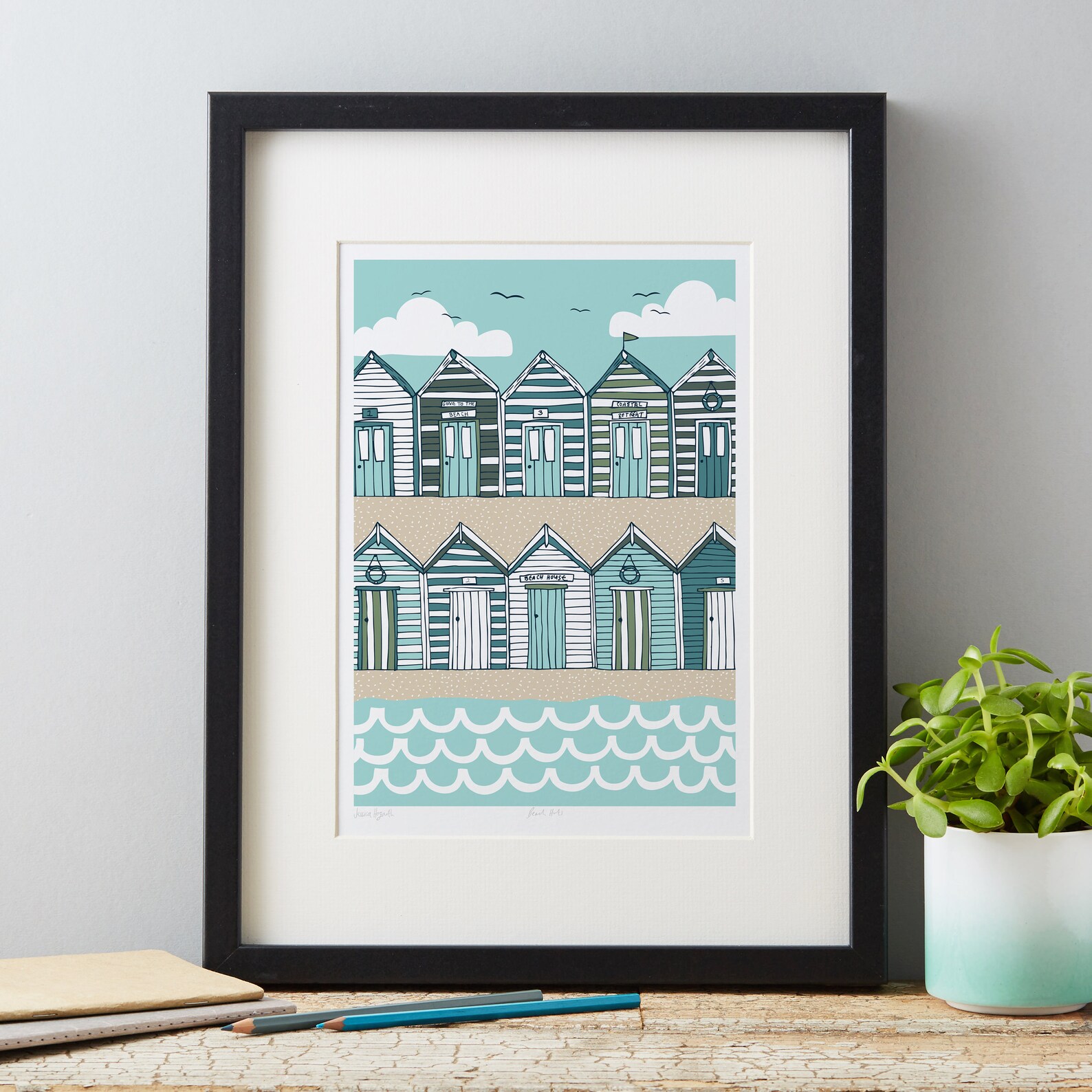 Beach Huts Art Print - Etsy
