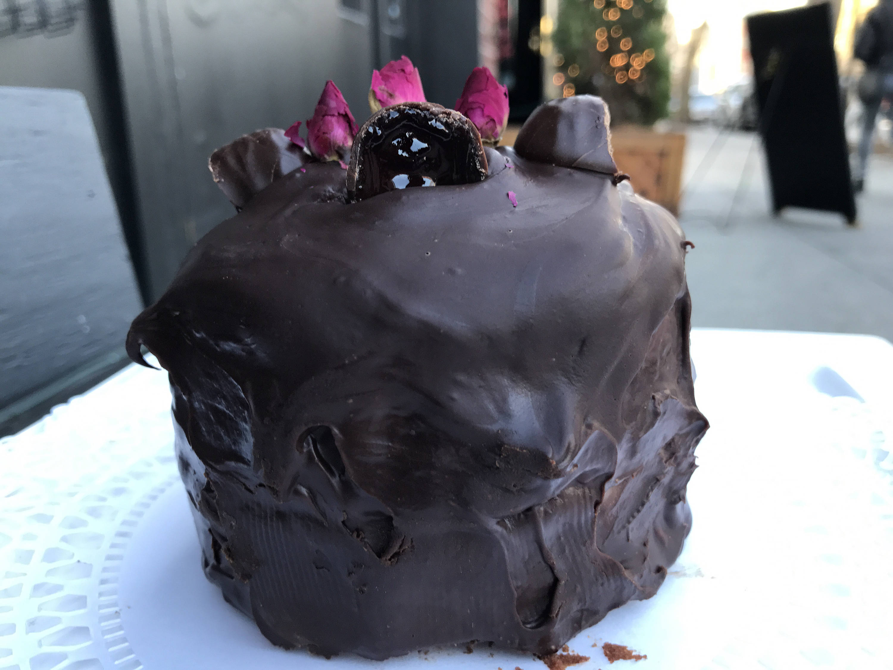 Vegan Gluten Free Mini Mocha Dark chocolate cake with vegan fruit jelly