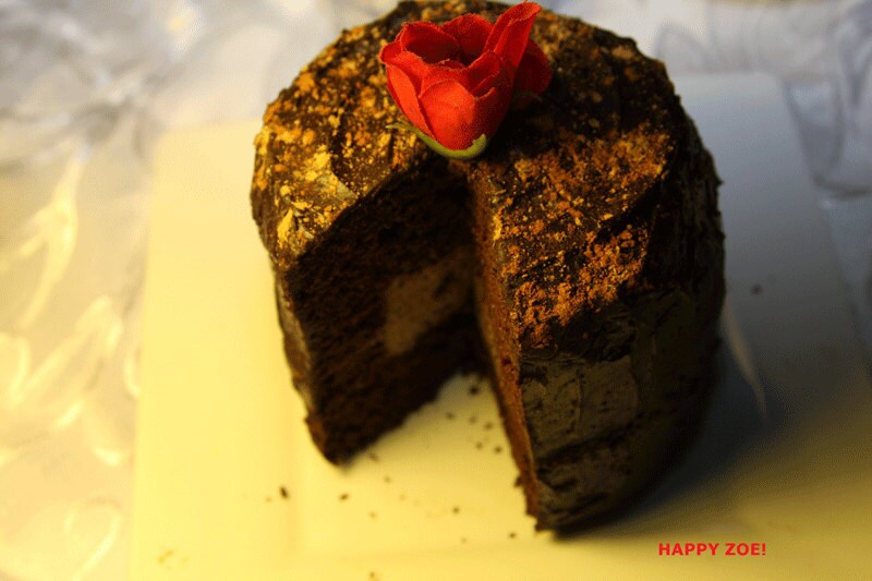 Vegan Mini Mocha Chocolate Vanilla birthday cake.