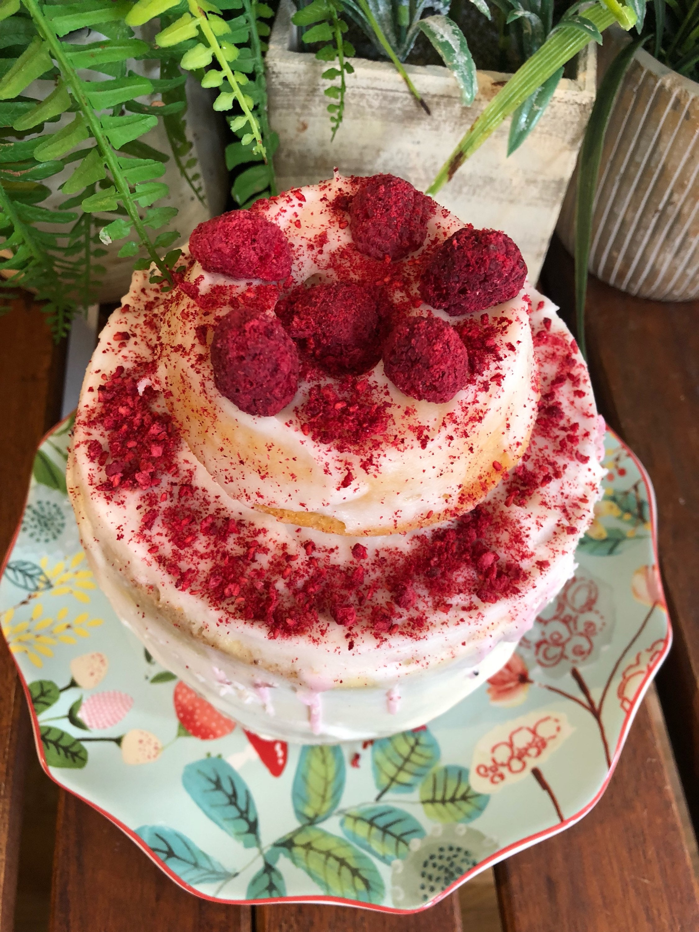 Vegan Vanilla Raspberry birthday Cake 5