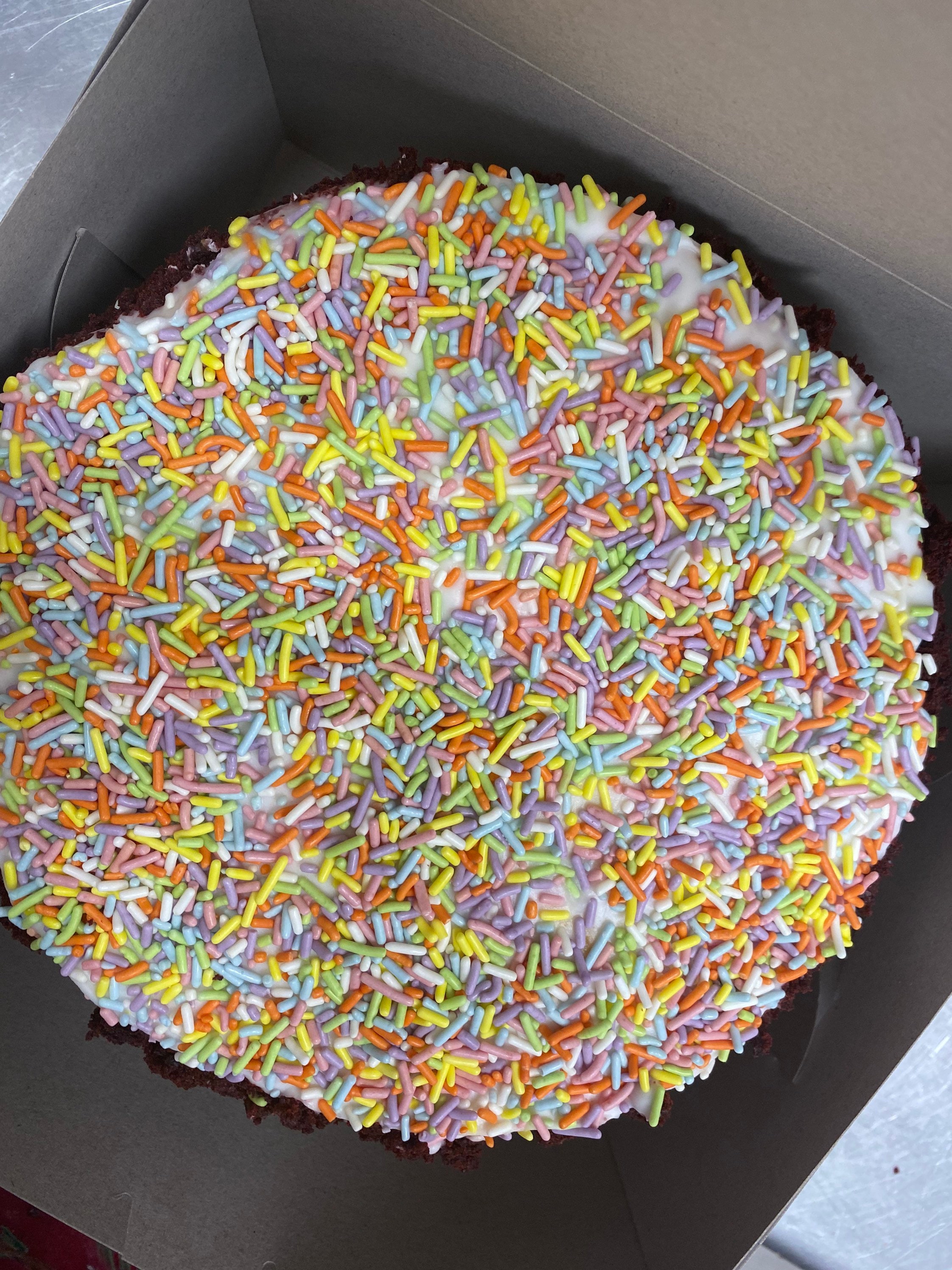 Vegan Chocolate vanilla rainbow sprinkles crumb cake 8” dairy free, egg ...