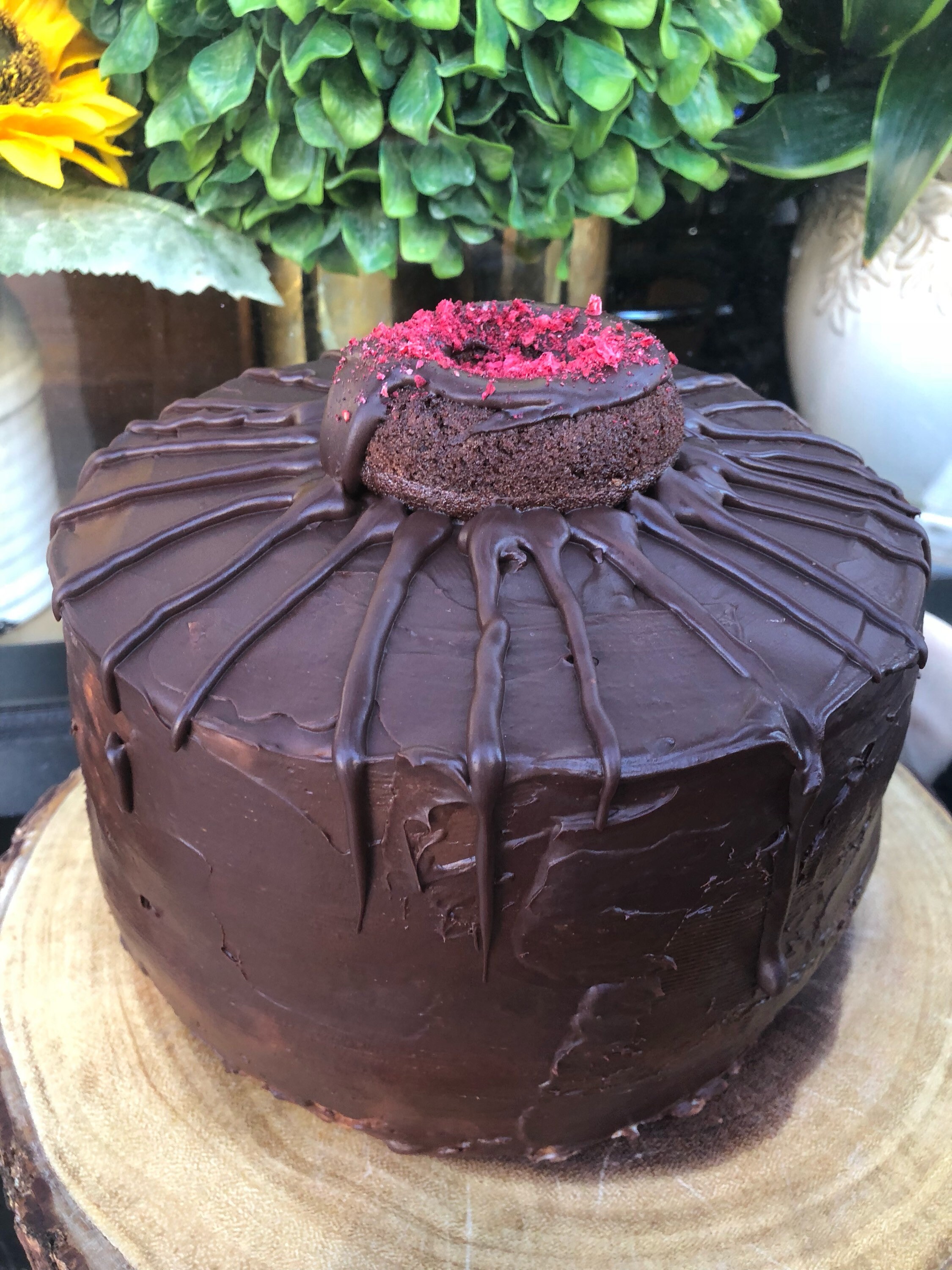 Vegan chocolate vanilla raspberry Cake 8