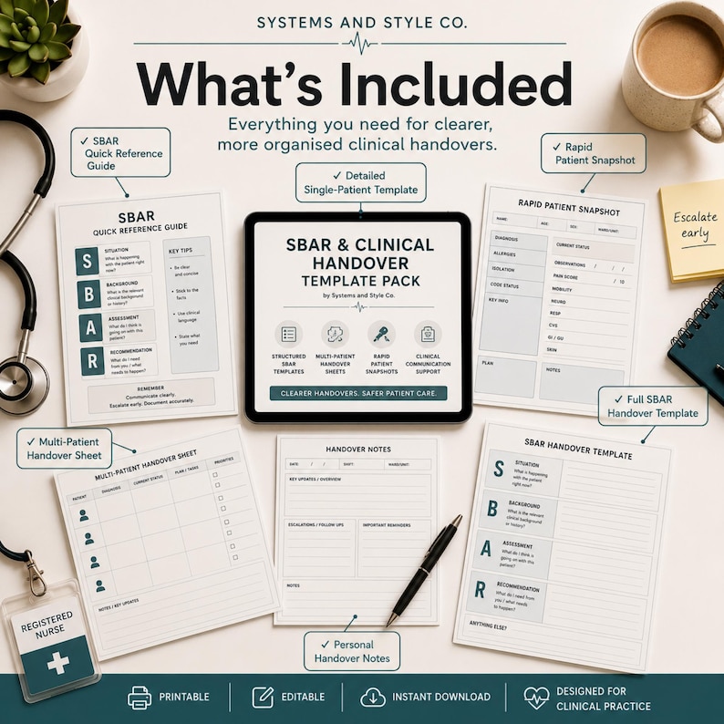 SBAR Handover Template Pack | Nurse Handover Templates | Clinical ...