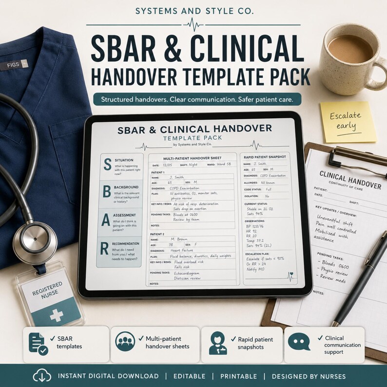 SBAR Handover Template Pack | Nurse Handover Templates | Clinical ...