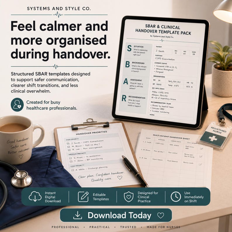 SBAR Handover Template Pack | Nurse Handover Templates | Clinical ...