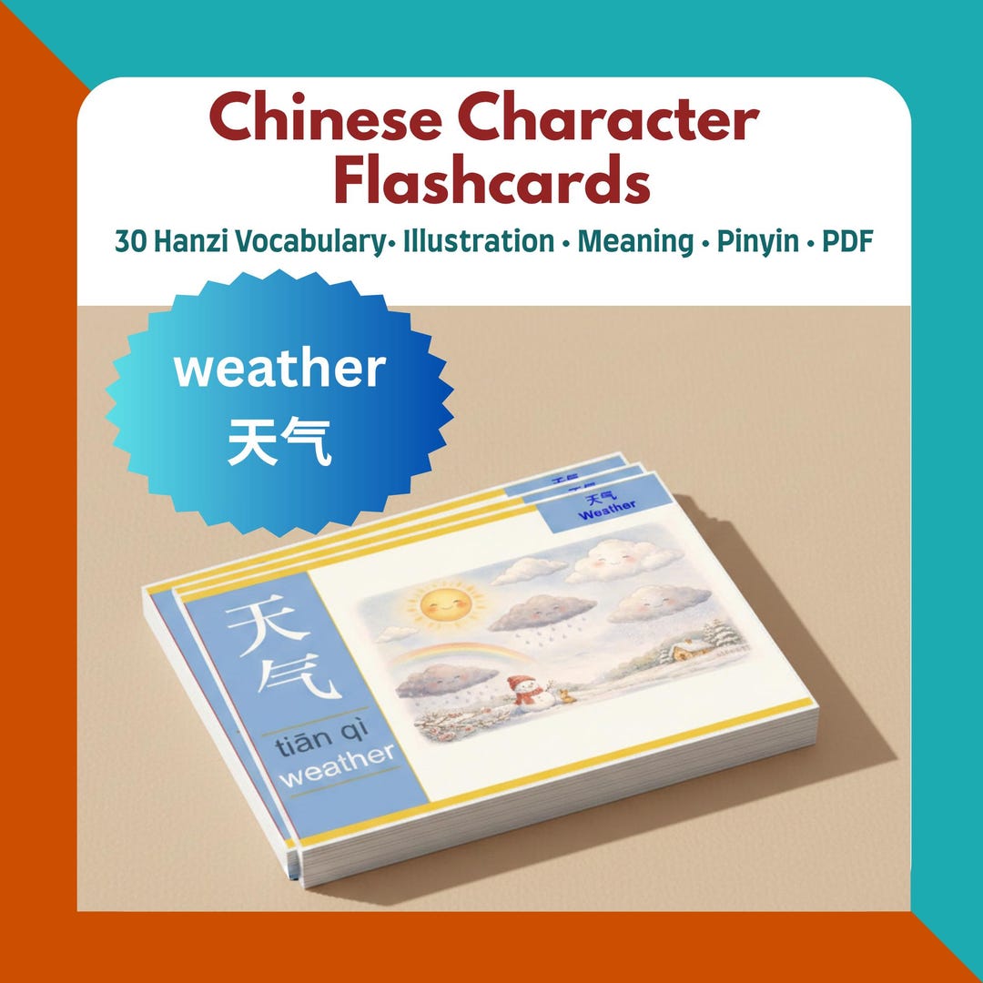 30 Weather Chinese Flashcards, Learn Hanzi Vocabulary, Pinyin With ...