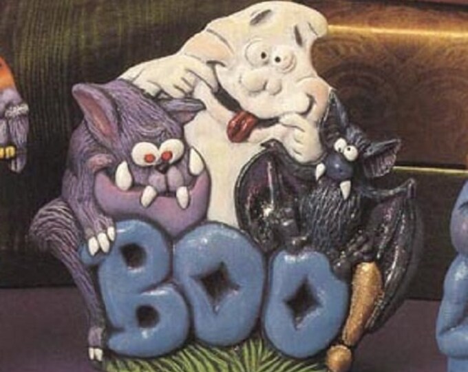 Unpainted Ceramic Bisque Halloween BOO Ghost Bat and Werewolf - Etsy