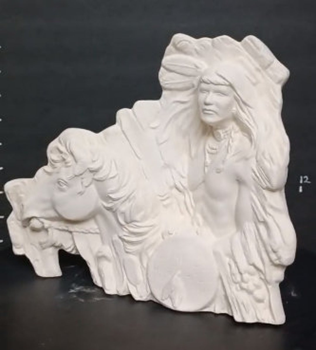 Unpainted Ceramic Bisque Native American Indian Brave W/horse Driftwood ...