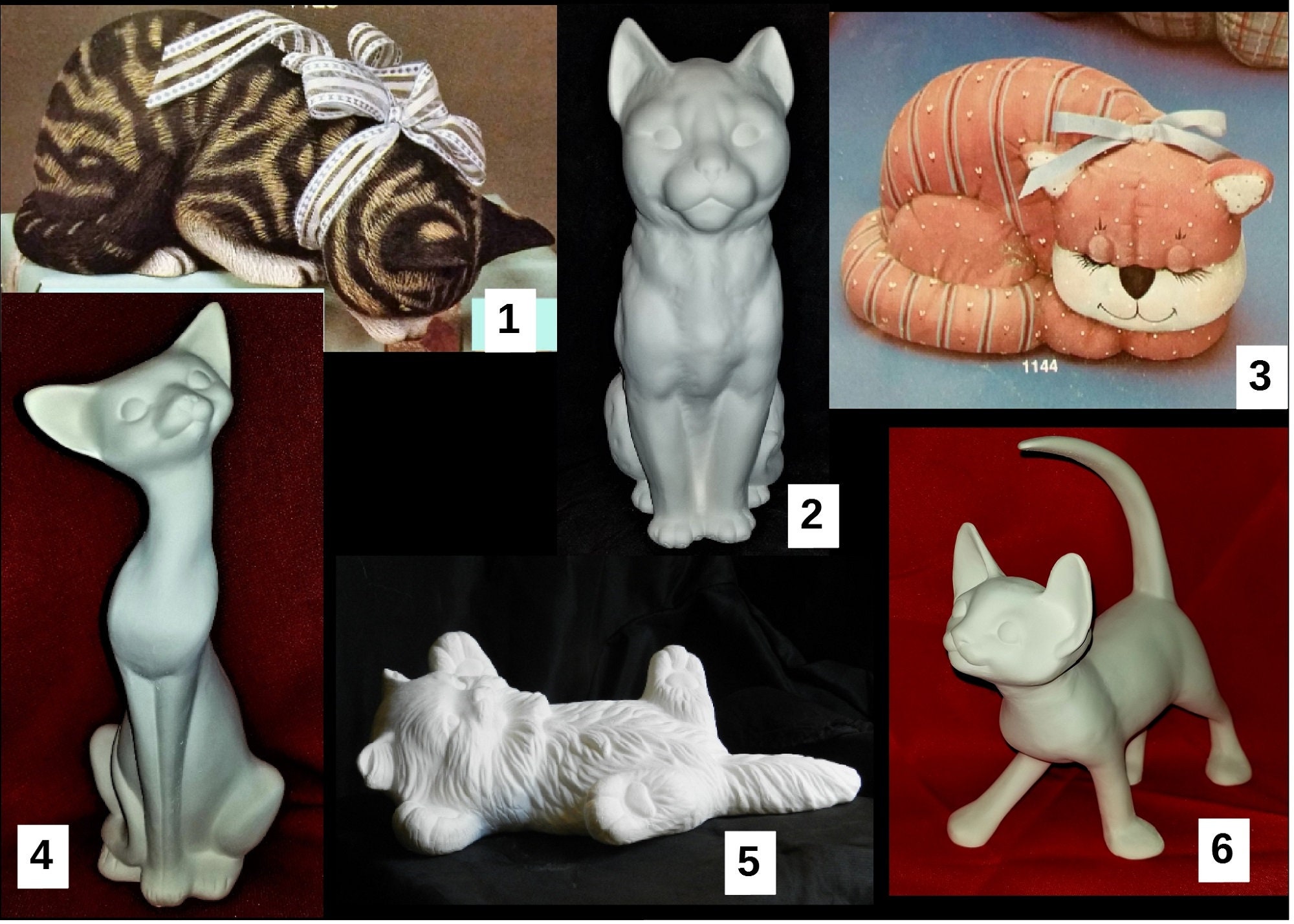 Unpainted Ceramic Bisque LARGE Cat YOUR CHOICE of Cats Kitty Kittens ...