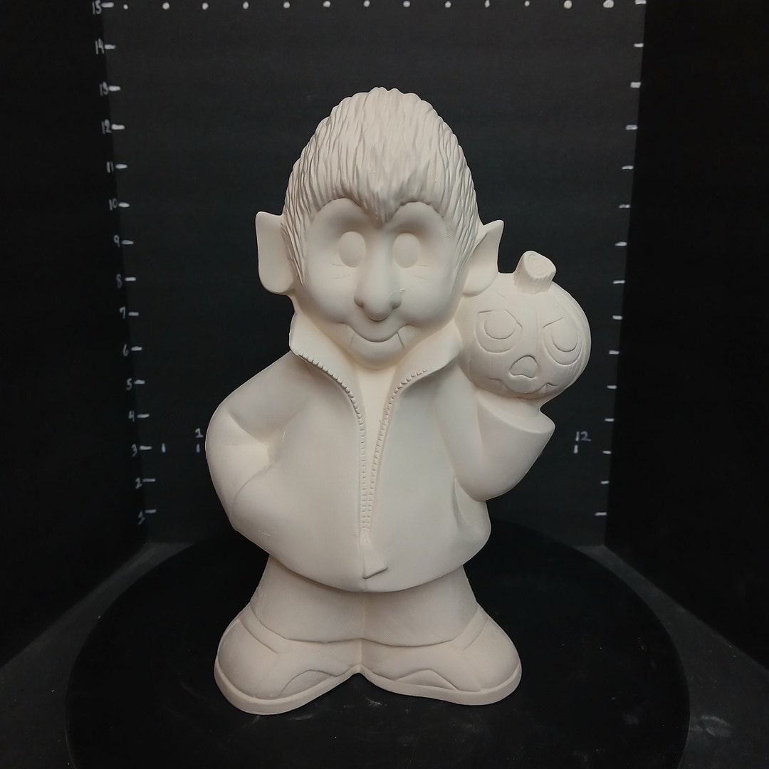 Unpainted Ceramic Vampire Punk Holding Pumpkin Unpainted Ceramic Bisque ...