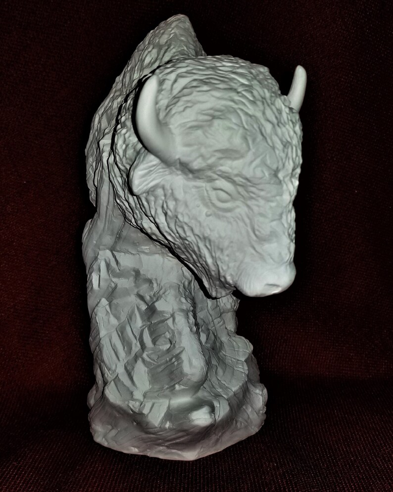 Unpainted Ceramic Bisque Bison on Driftwood Running Buffalo Bust Ready ...