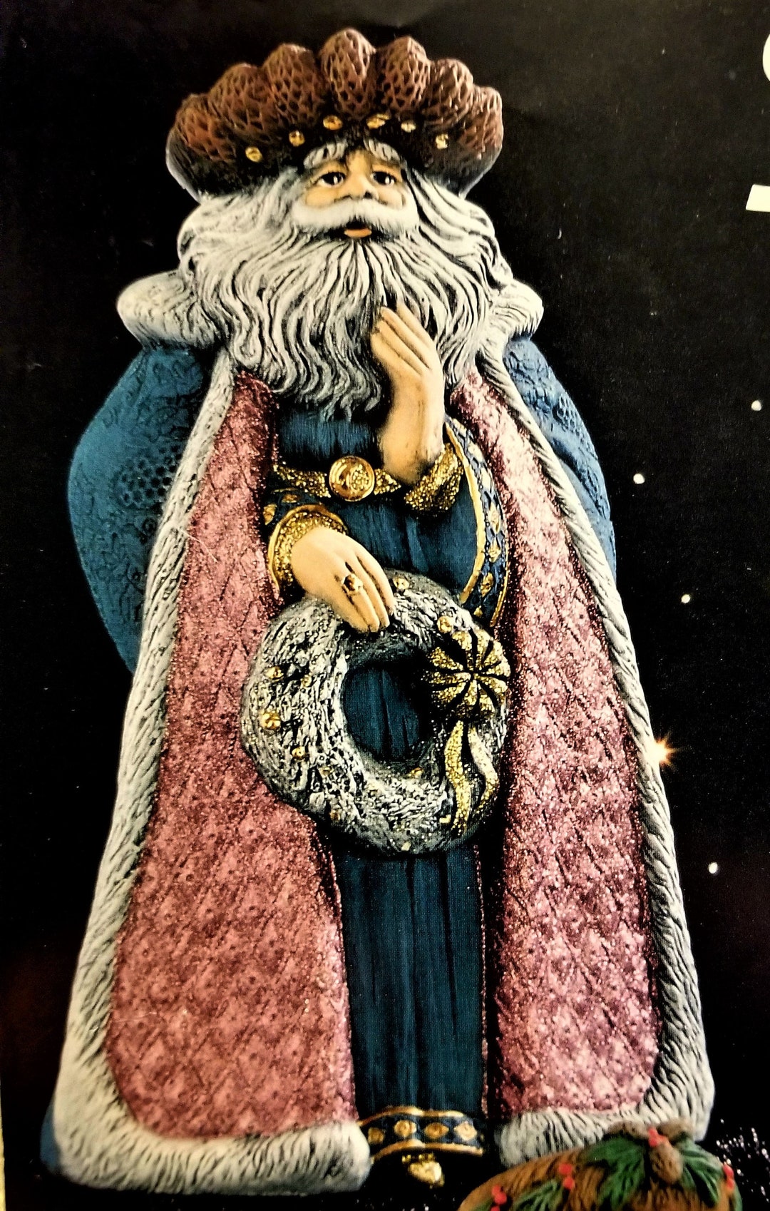 Ready to Paint Renaissance Santa Holding Wreath Pine Cone Hat Heart ...