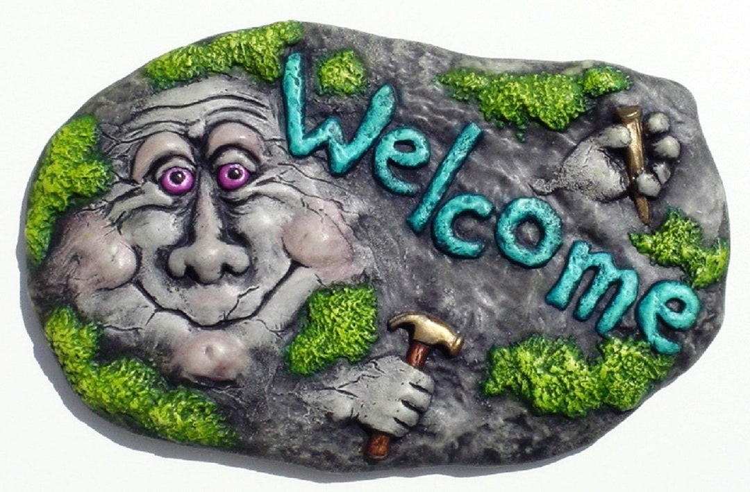 Unpainted Ceramic Welcome Garden Stone With Face: DIY Home Decor Ready ...