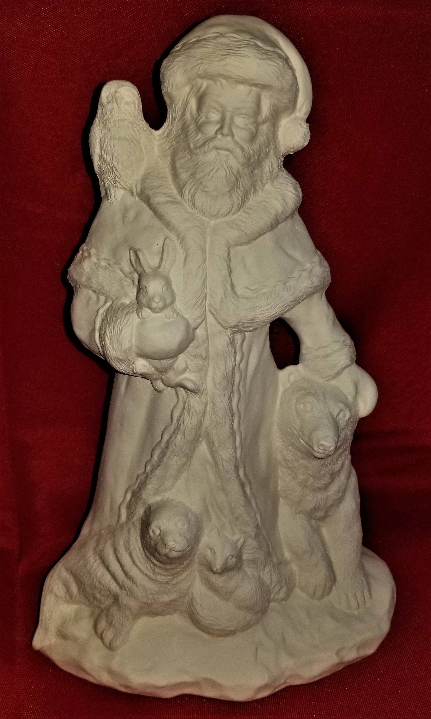 Unpainted Ceramic Bisque Santa Claus With Artic Animals Polar - Etsy
