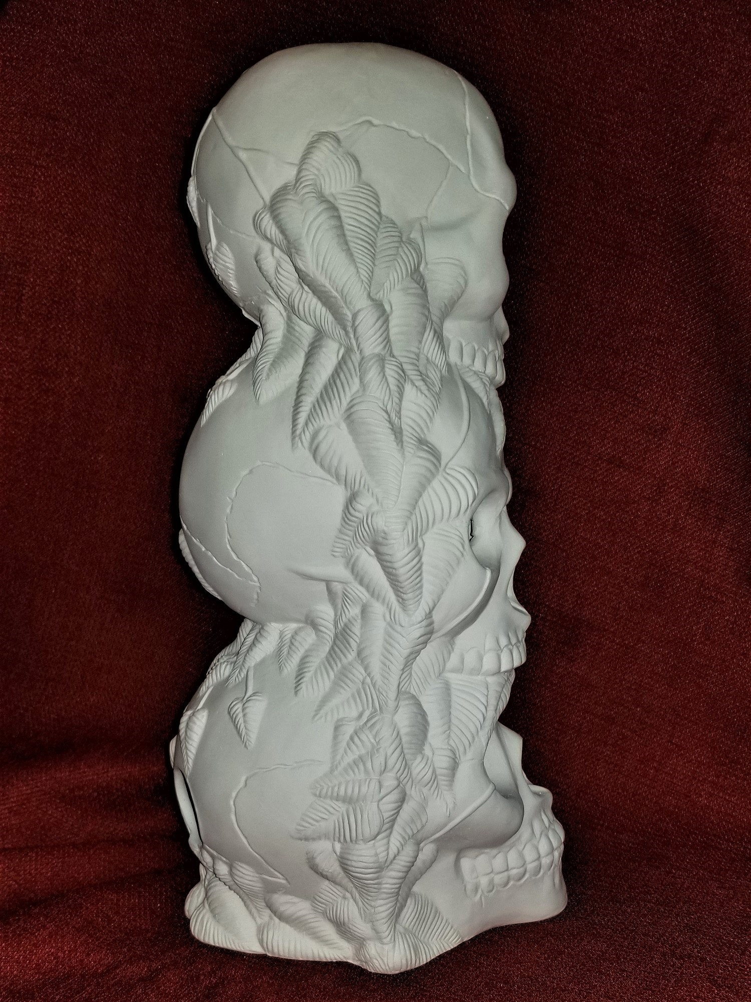 Unpainted Ceramic Bisque Skull Stack Large LIGHT UP 3 Halloween Skulls ...