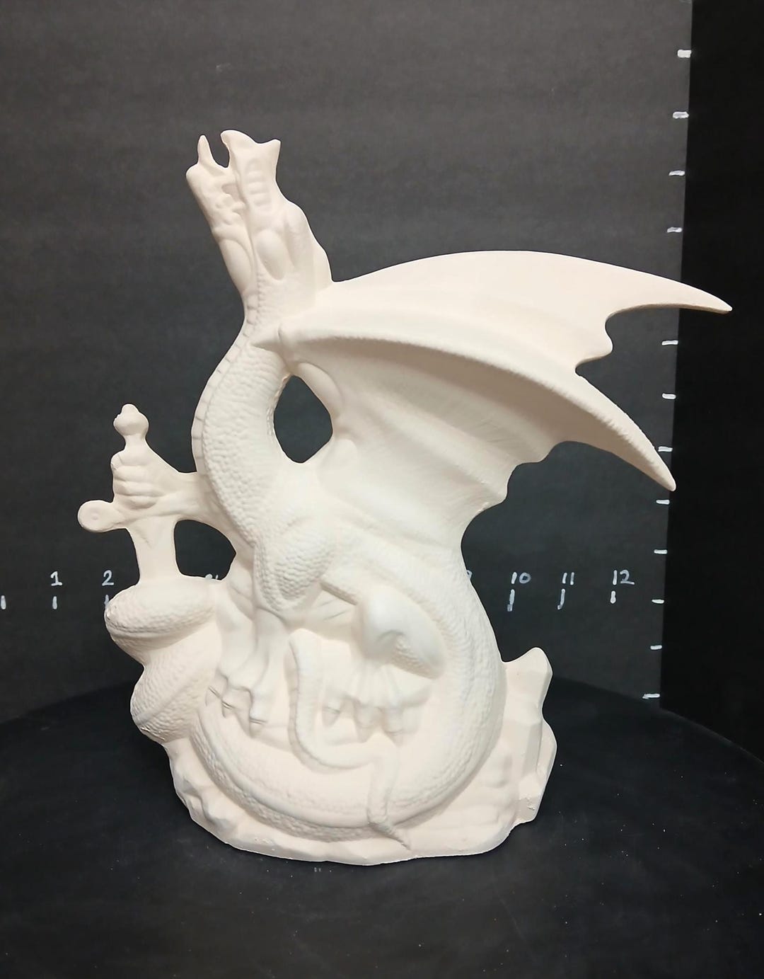 Unpainted Ceramic War Lord Dragon Holding a Sword - Game of Thrones ...