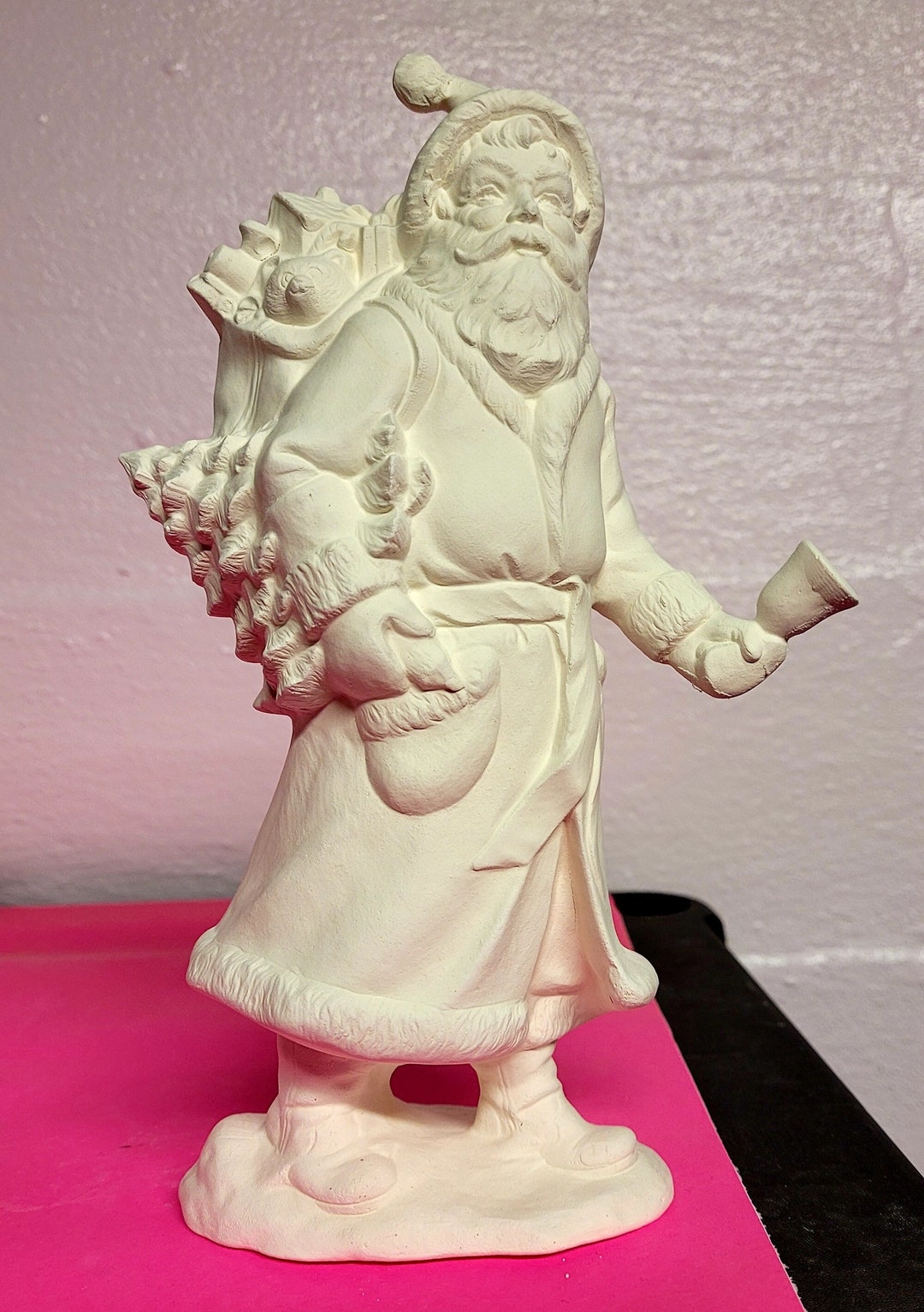 Ready to Paint Old World Santa With Bell, Small Tree & Bag of Toys ...