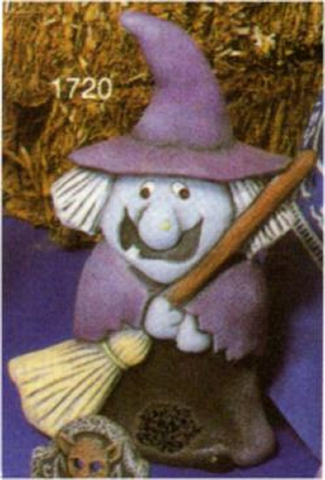 Unpainted Ceramic Witch With Broom and Choice of Flashing/or No ...