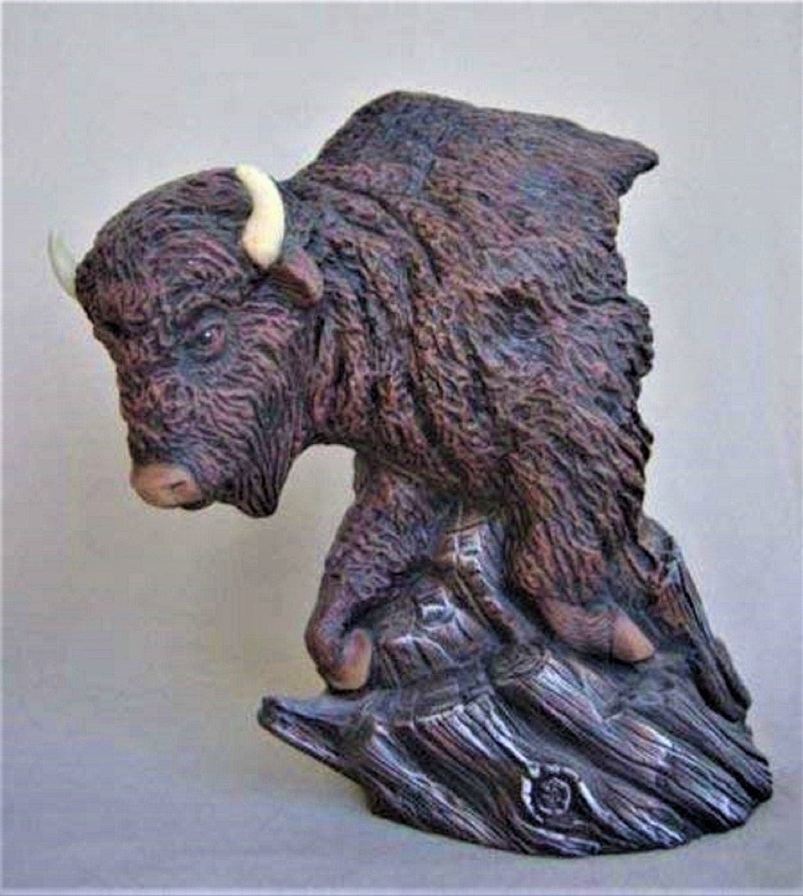 Unpainted Ceramic Bisque Bison on Driftwood Running Buffalo Bust Ready ...