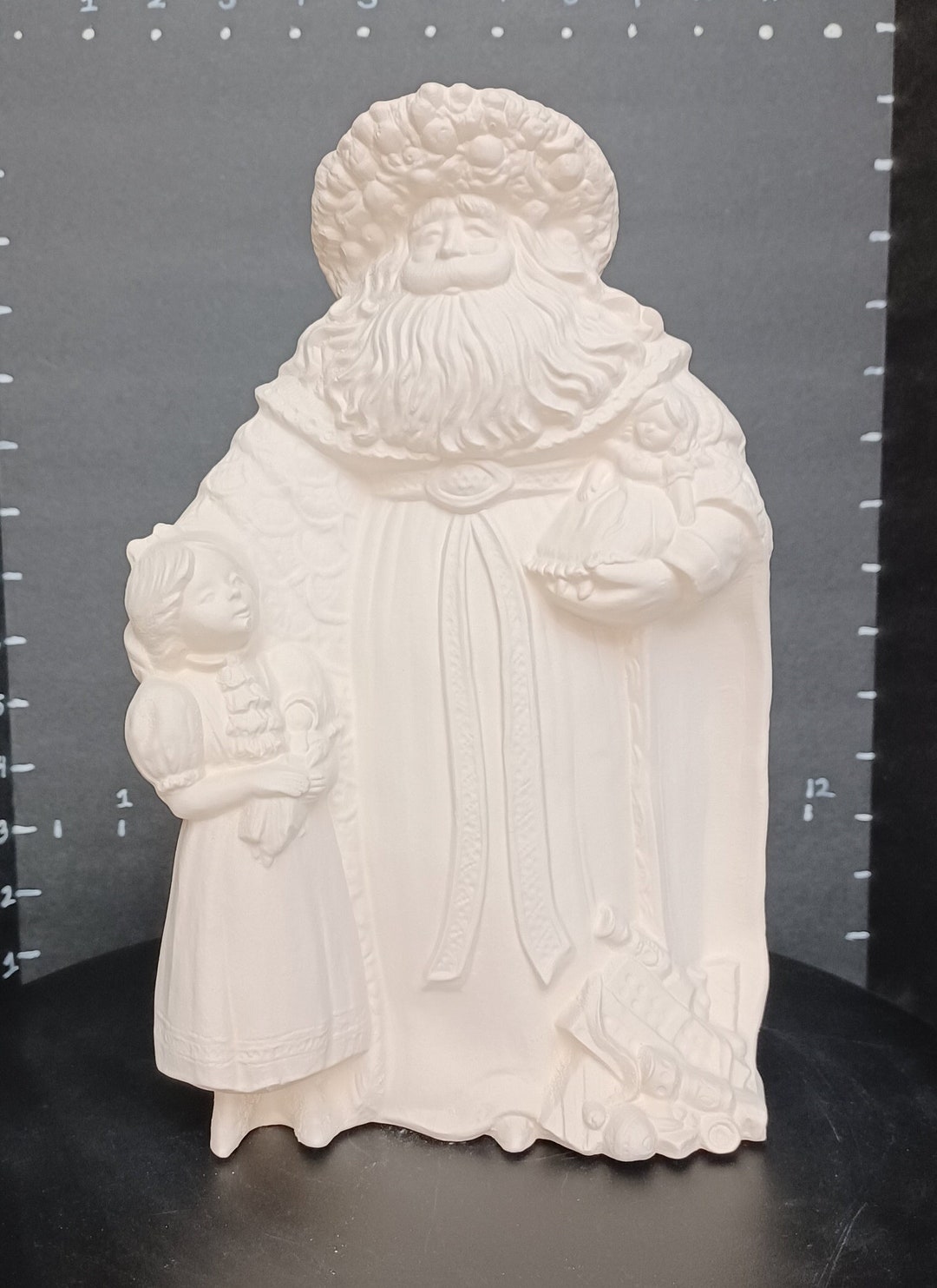 Unpainted Ceramic Renaissance Santa Toy Doll With Little Girl at His ...