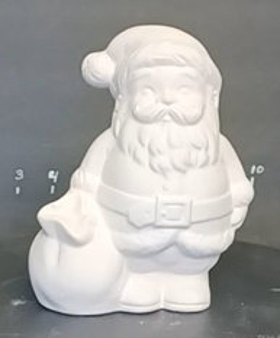Paintable Ceramic Santas Ceramic Bisque Santa Claus With Toy Bag