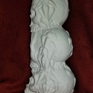 Unpainted Ceramic Bisque Skull Stack Large LIGHT UP 3 Halloween Skulls ...