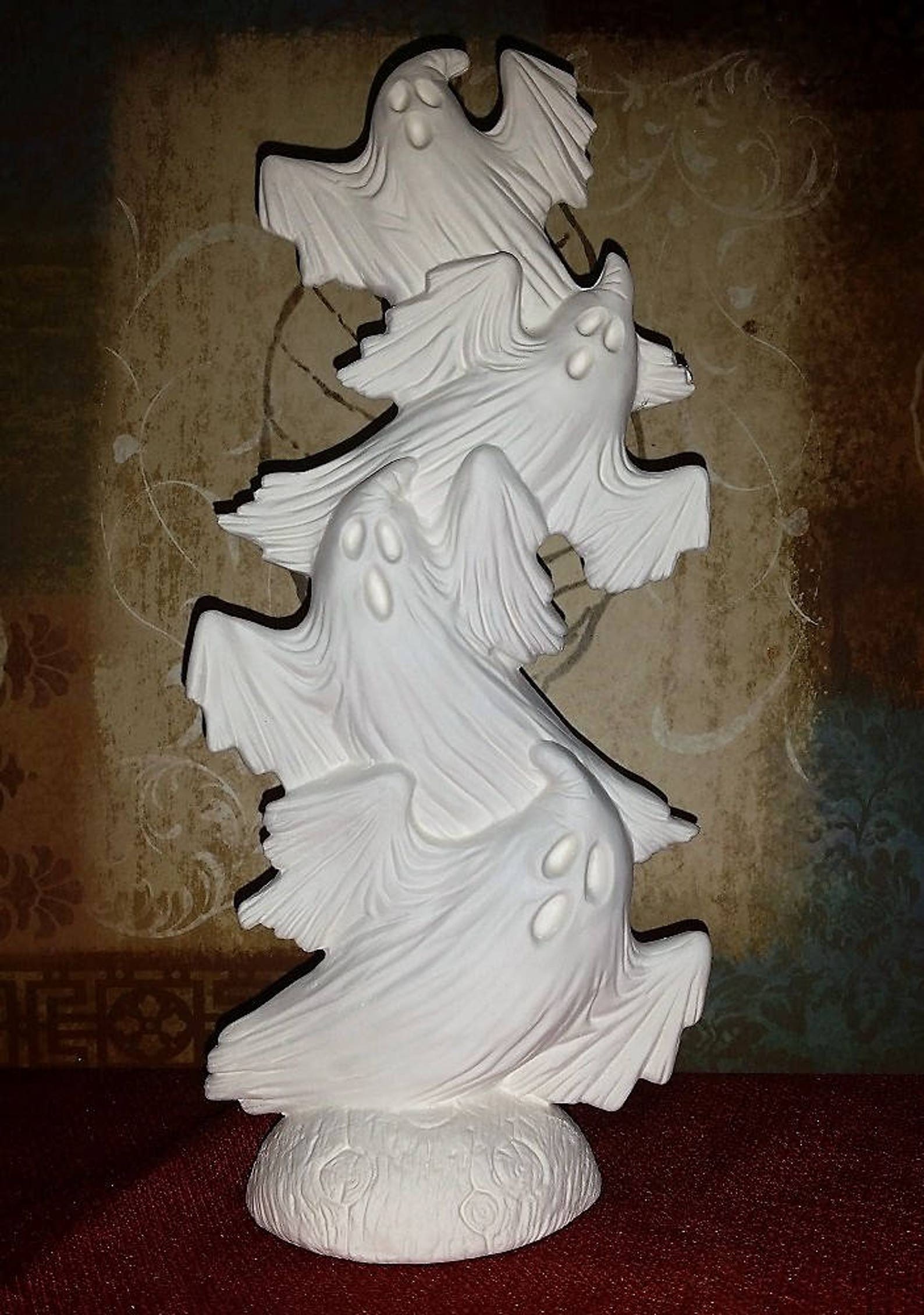 Unpainted Ceramic Ghost Stack of 4 Halloween Spooky Ghosts Unpainted ...